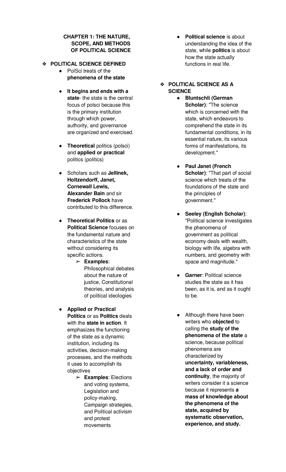 CHAPTER 1: NATURE, SCOPE, AND METHODS OF POLITICAL SCIENCE (POLSCI ...