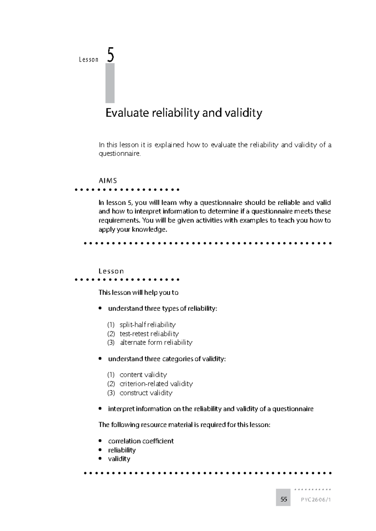 Lesson 5 Evaluate reliability and validity - UJ - Studocu