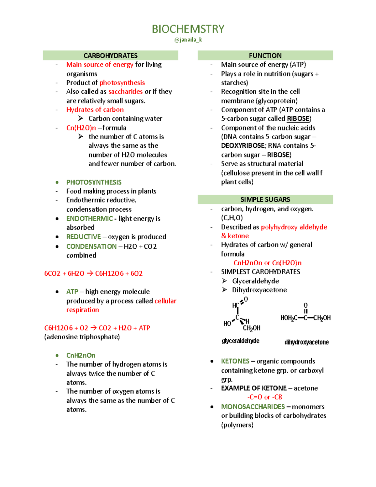 Carbohydrates - Lab report - @janaila_k CARBOHYDRATES Main source of ...