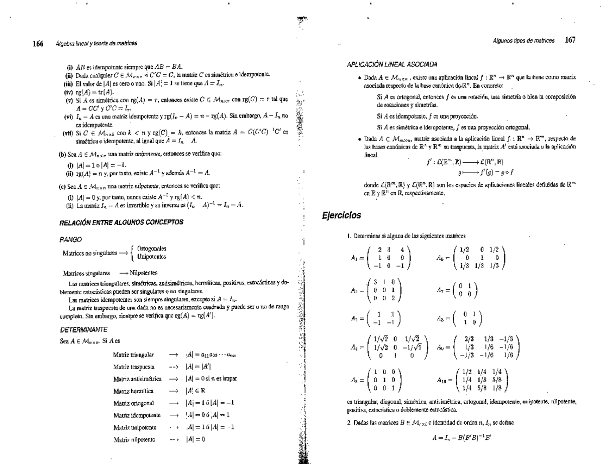 166 Álgebra Lineal y Teoría de Matrices: Tipos de Matrices y Derivadas ...