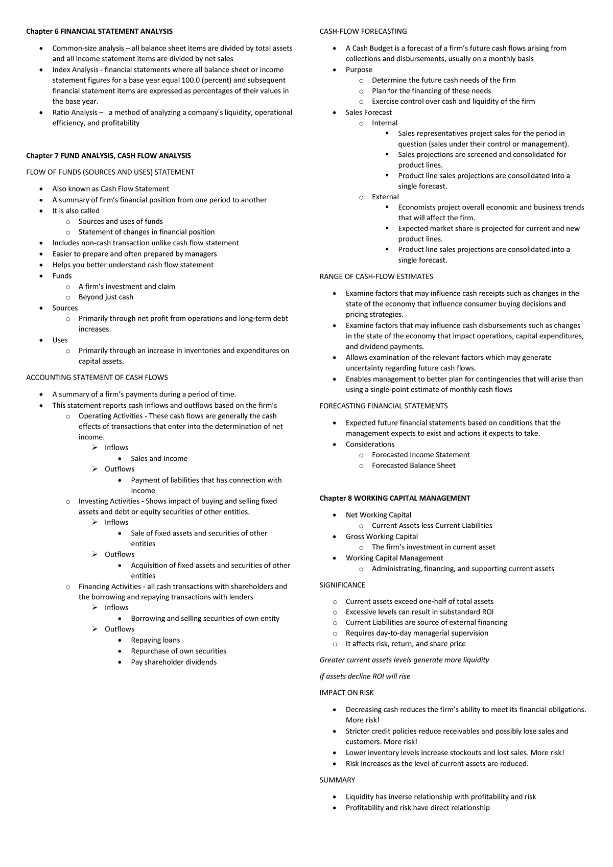 Finman reviewer - Chapter 6 - FS Analysis Chapter 7 - Cash Flow ...