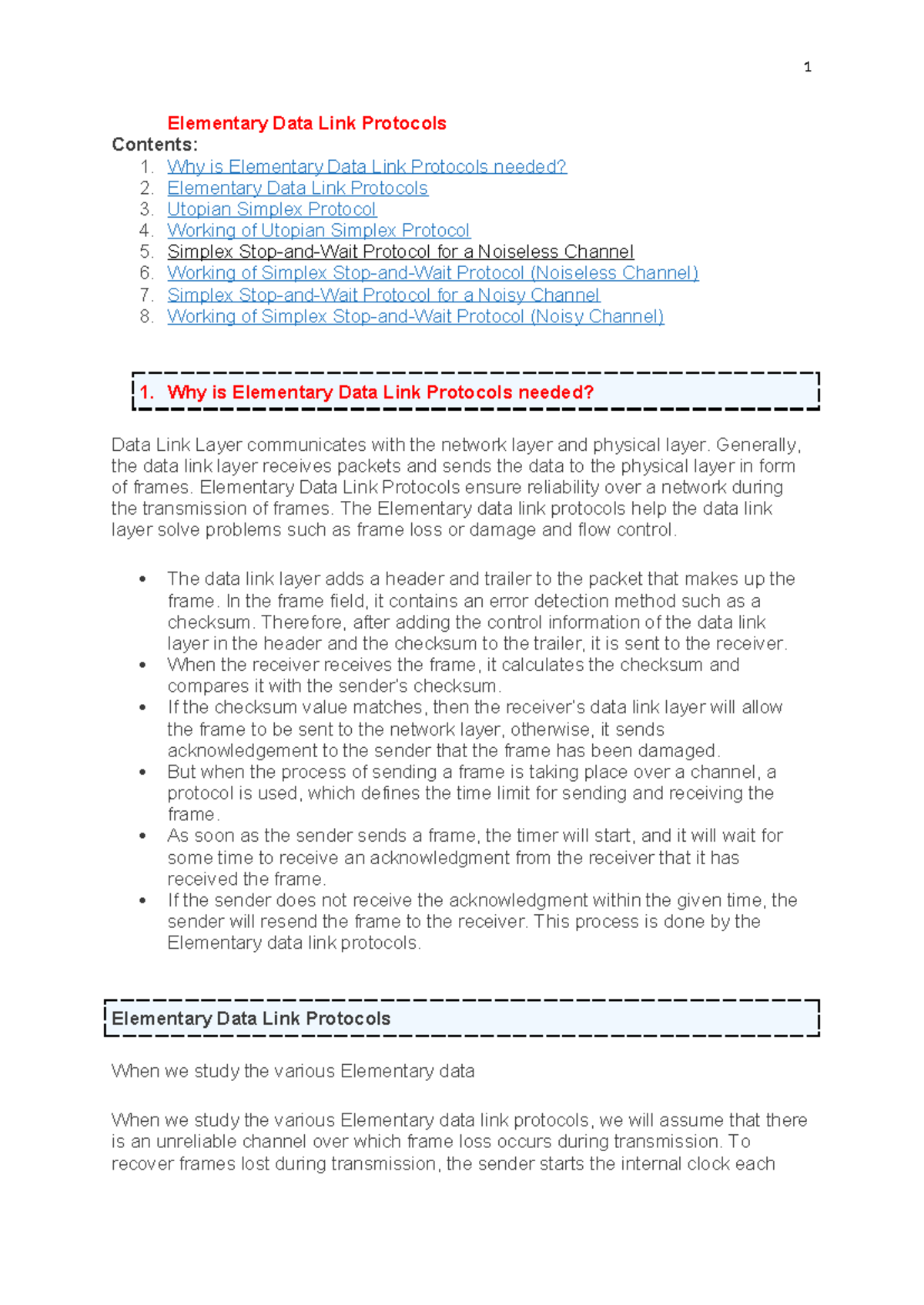 PL-Data Link Protocols: Understanding Elementary Protocols and Their ...