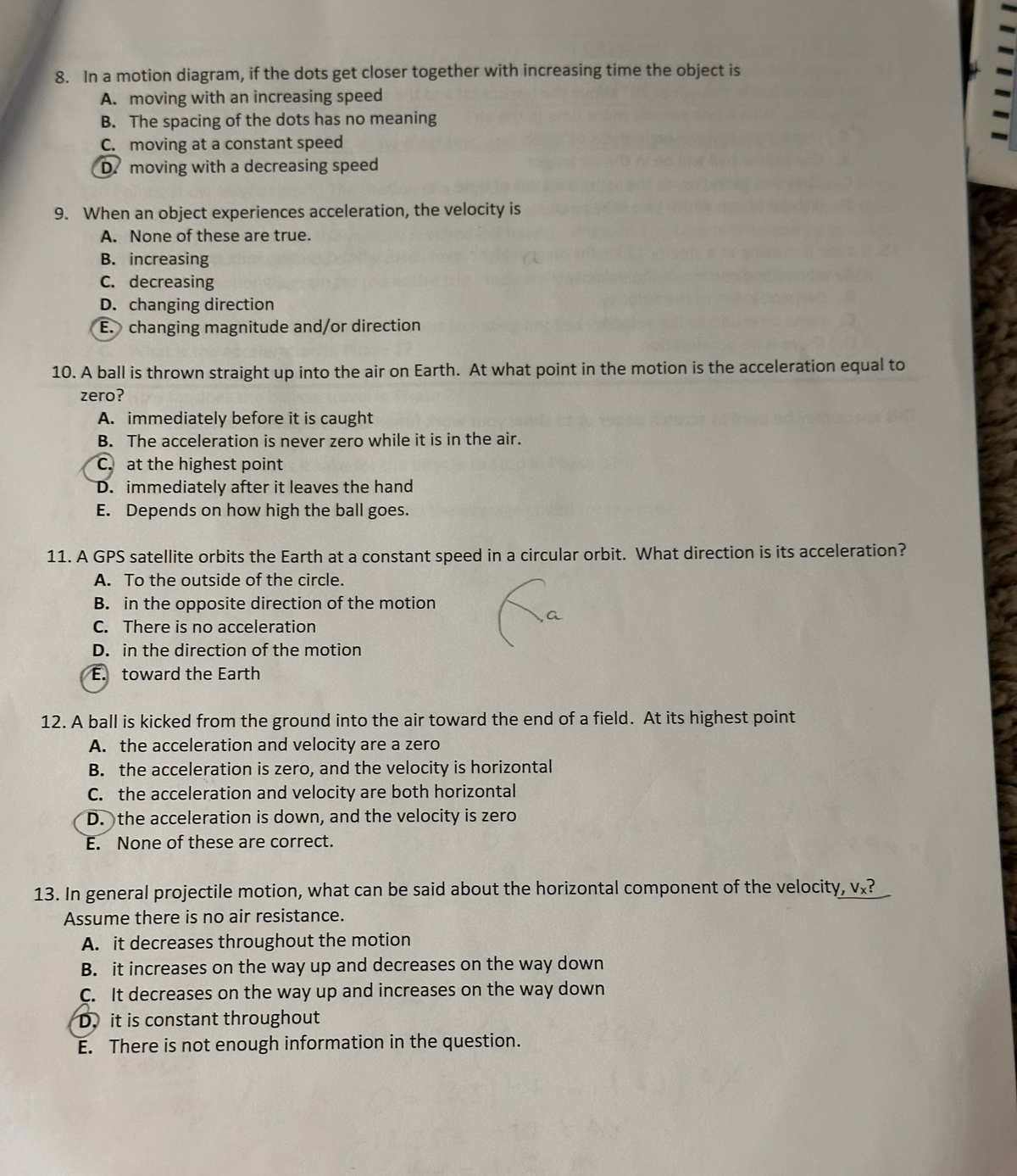 College Physics 1 Exam 1 - Motion and Acceleration Concepts - Studocu