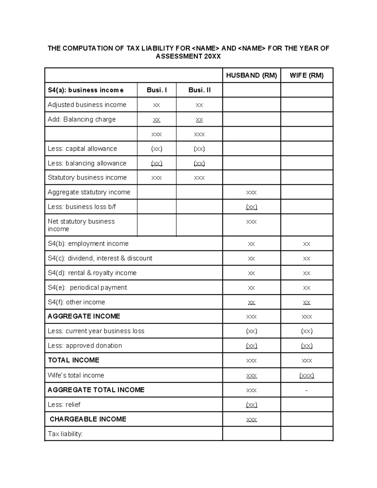1. Joint Assessment of Tax Liability for Year 20XX - Studocu