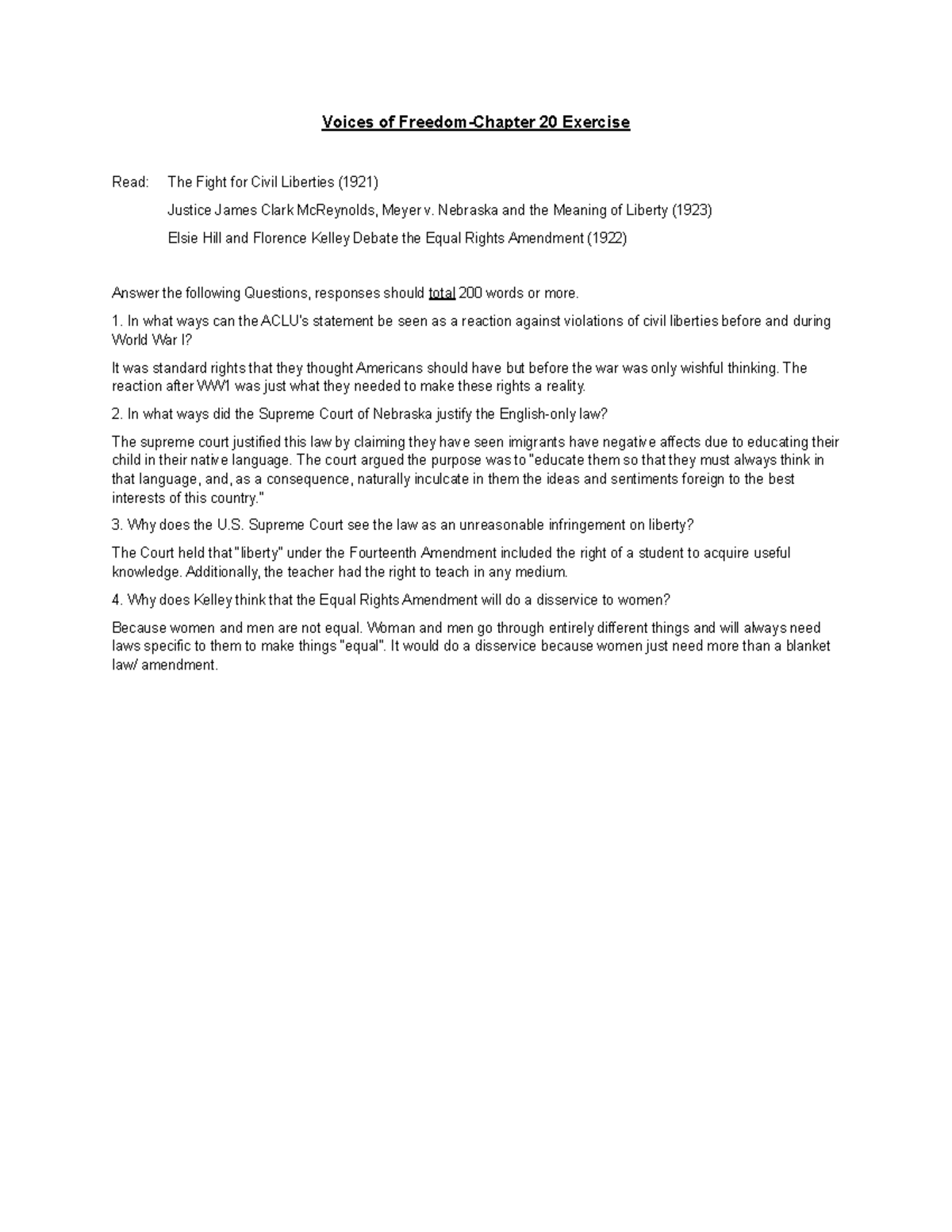 Voices of Freedom - Chapter 20 Exercise Questions and Insights - Studocu