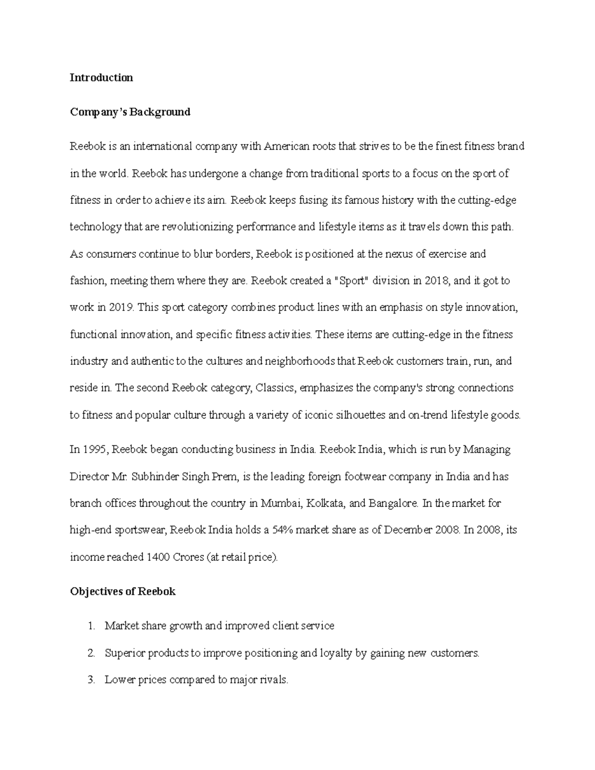 Reebok Marketing Strategy Analysis: Trends and SWOT Insights - Studocu