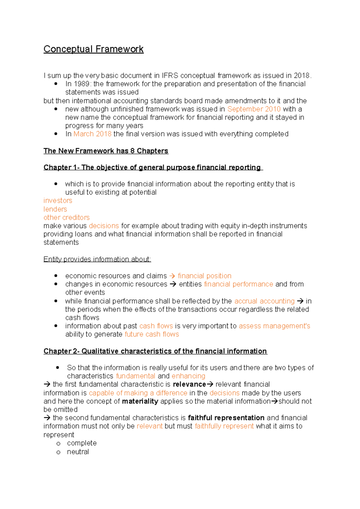 Conceptual Framework Chapter 4 - FRK 101 - UP - Studocu