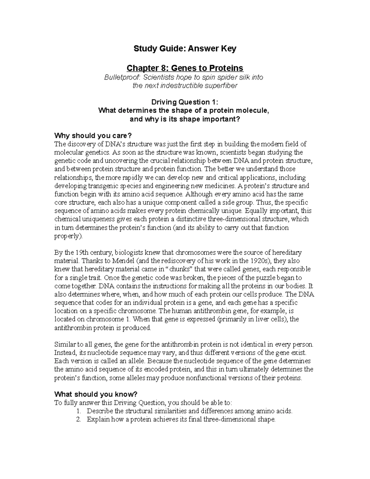 CH 3 Biology - study guide - Study Guide: Answer Key Chapter 3: Cell ...