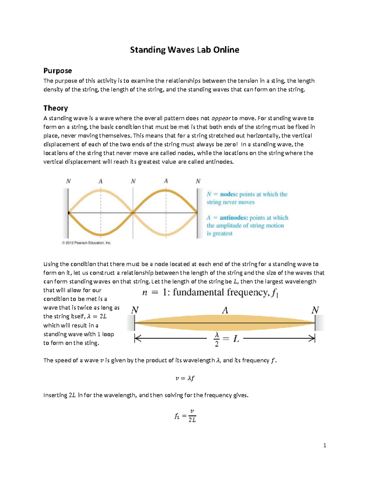 Standing Waves Lab Report - PHY-1951-005 Physics for Scientists and ...