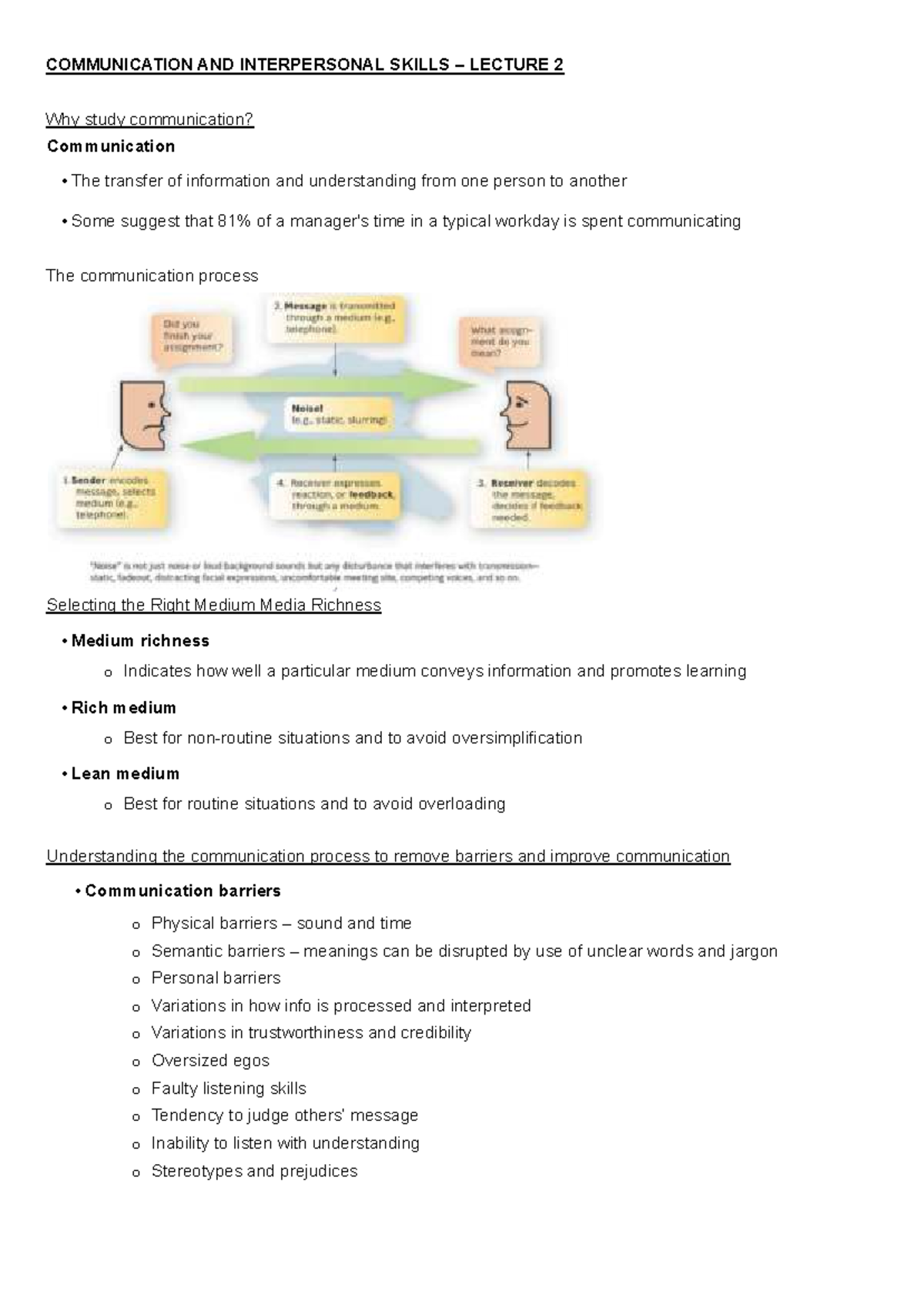 COMM 101: Communication and Interpersonal Skills Lecture 2 - Studocu