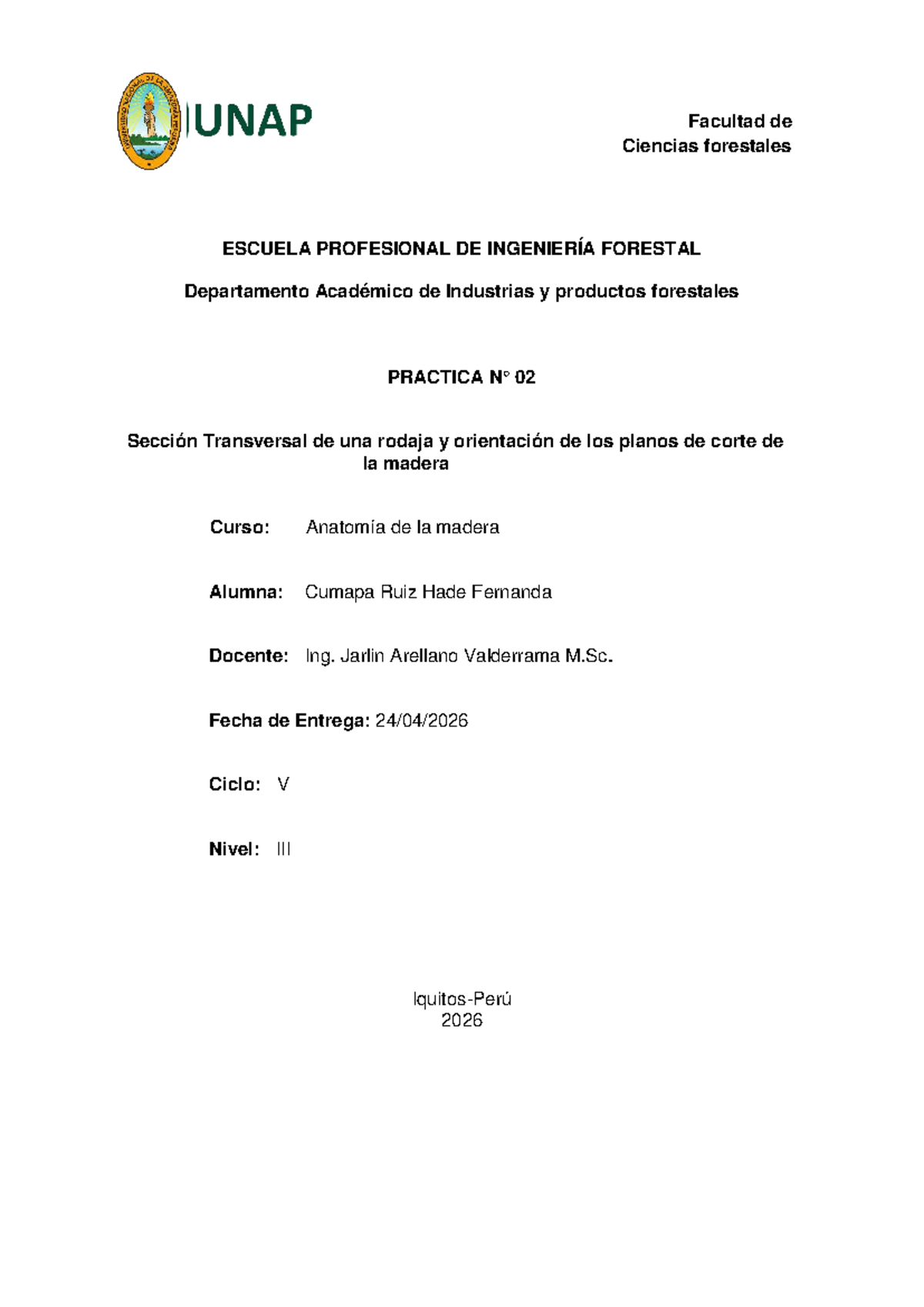 Práctica 02: Sección Transversal y Orientación de Cortes en Madera ...