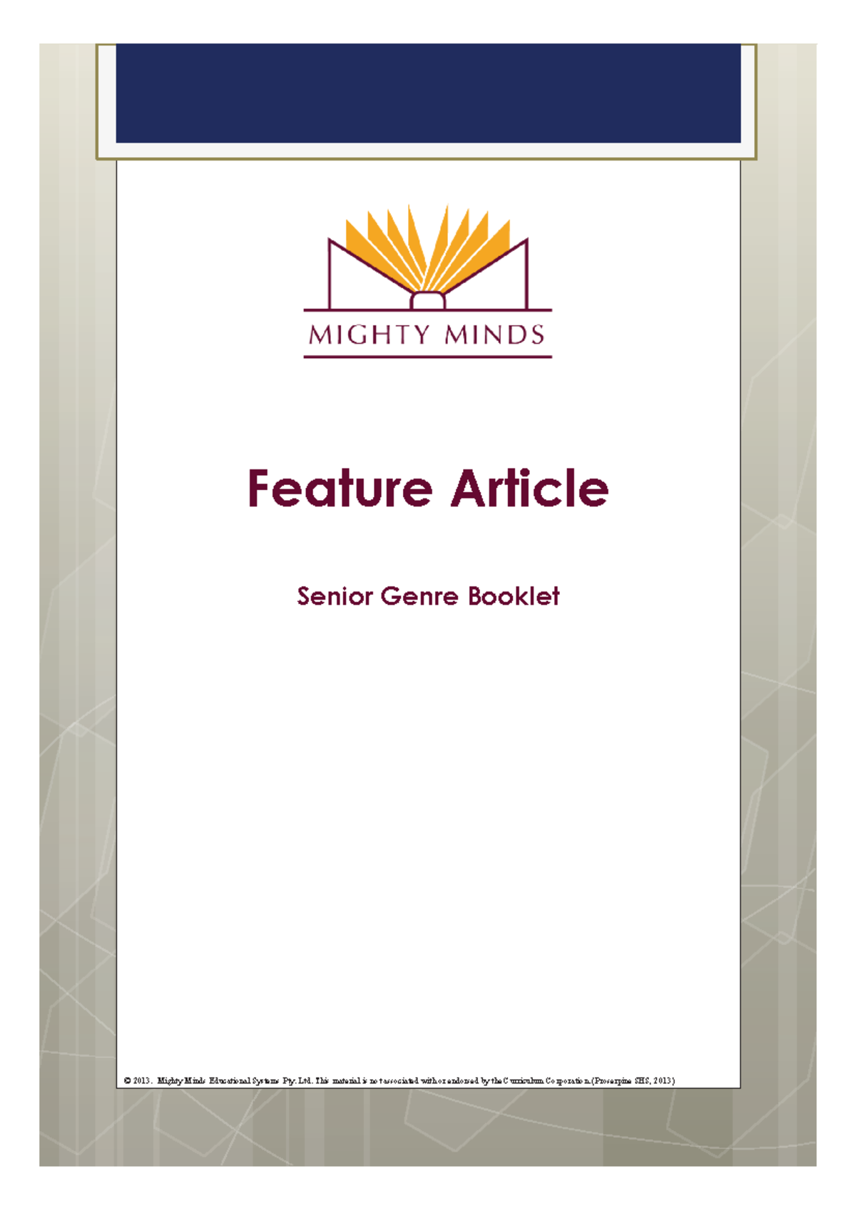 Feature Article Writing Guide GNR 268654 - Term 3 Booklet - Studocu