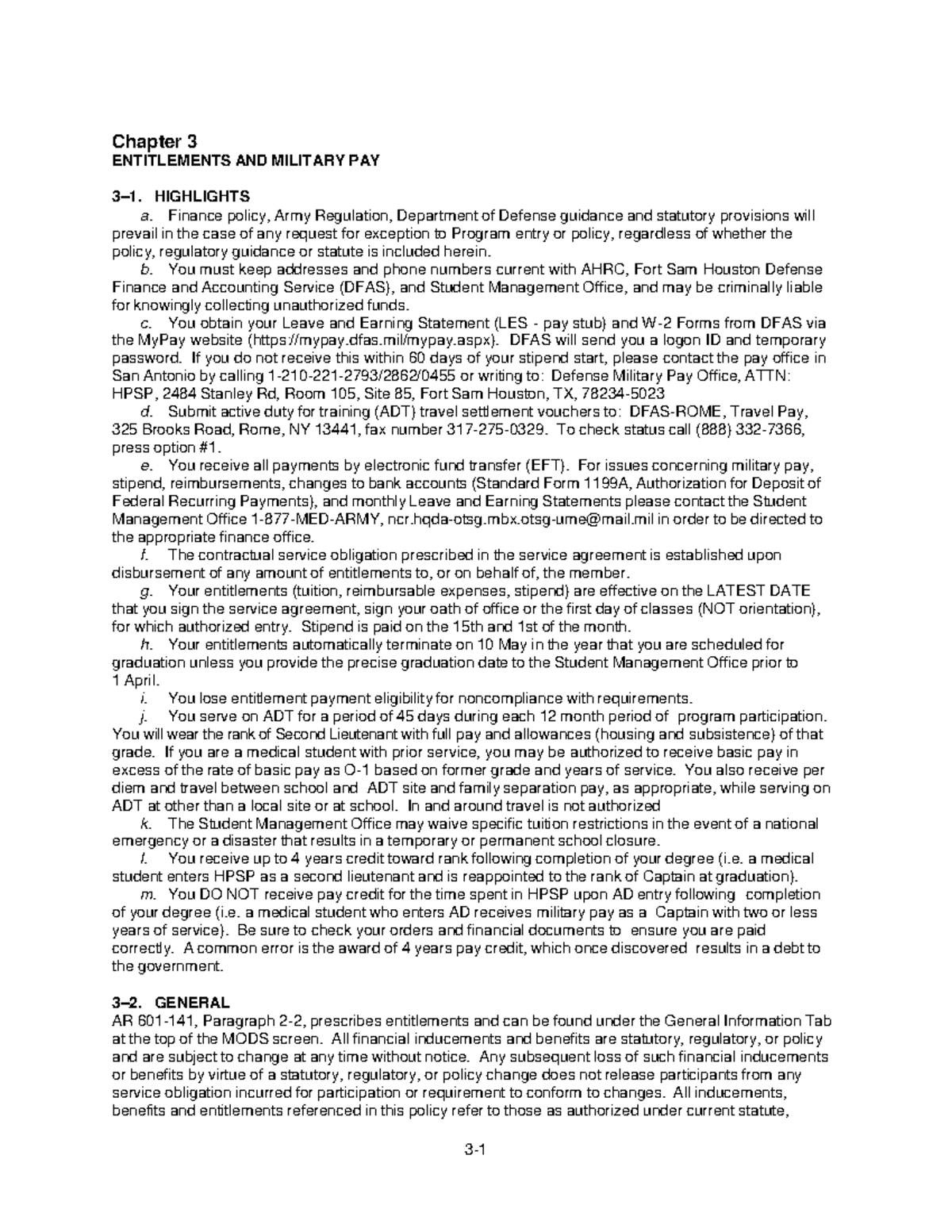 Chapter 3: Entitlements and Military Pay Guidelines (HPSP) - Studocu