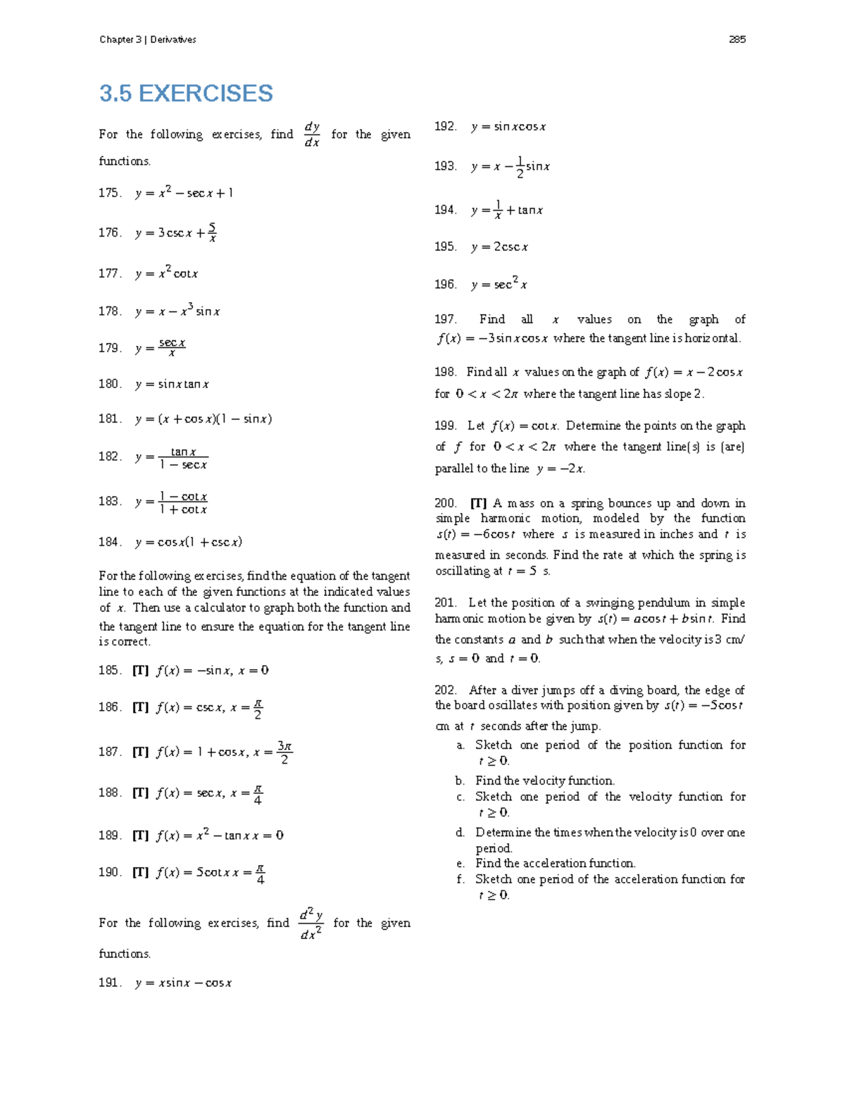 Calculus Volume 1 - Part 147: Chapter 3 Derivatives Exercises - Studocu