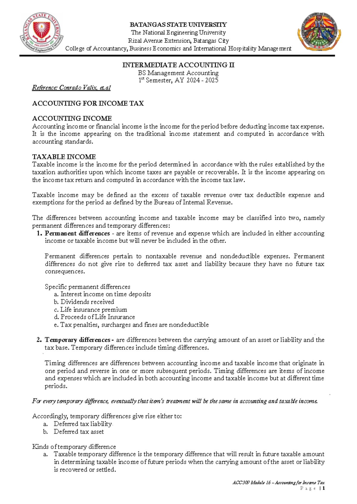 ACC 309 Module 16: Comprehensive Guide to Accounting for Income Tax ...