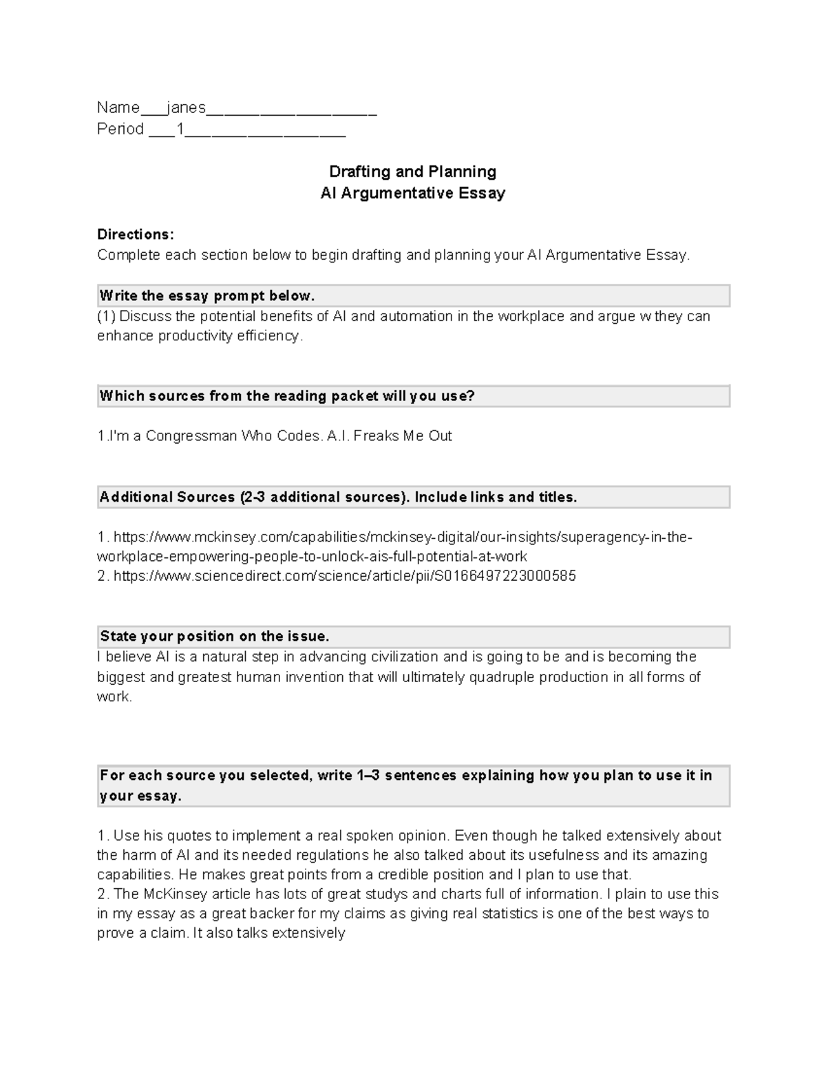 AI Argumentative Essay Drafting & Planning Guide - Studocu