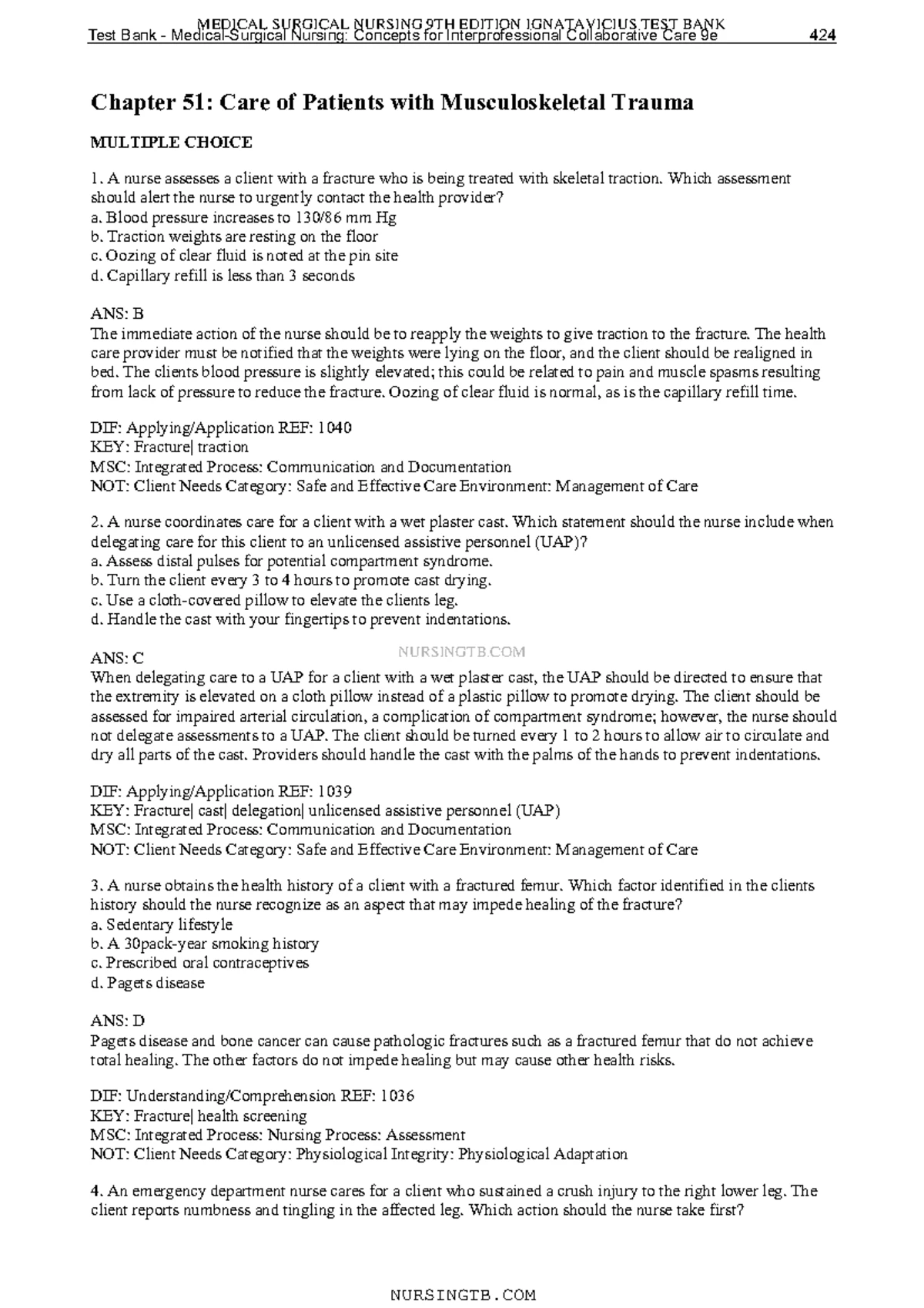 Exam View - Chapter 51 - Chapter 51: Concepts of Care for Patients With ...