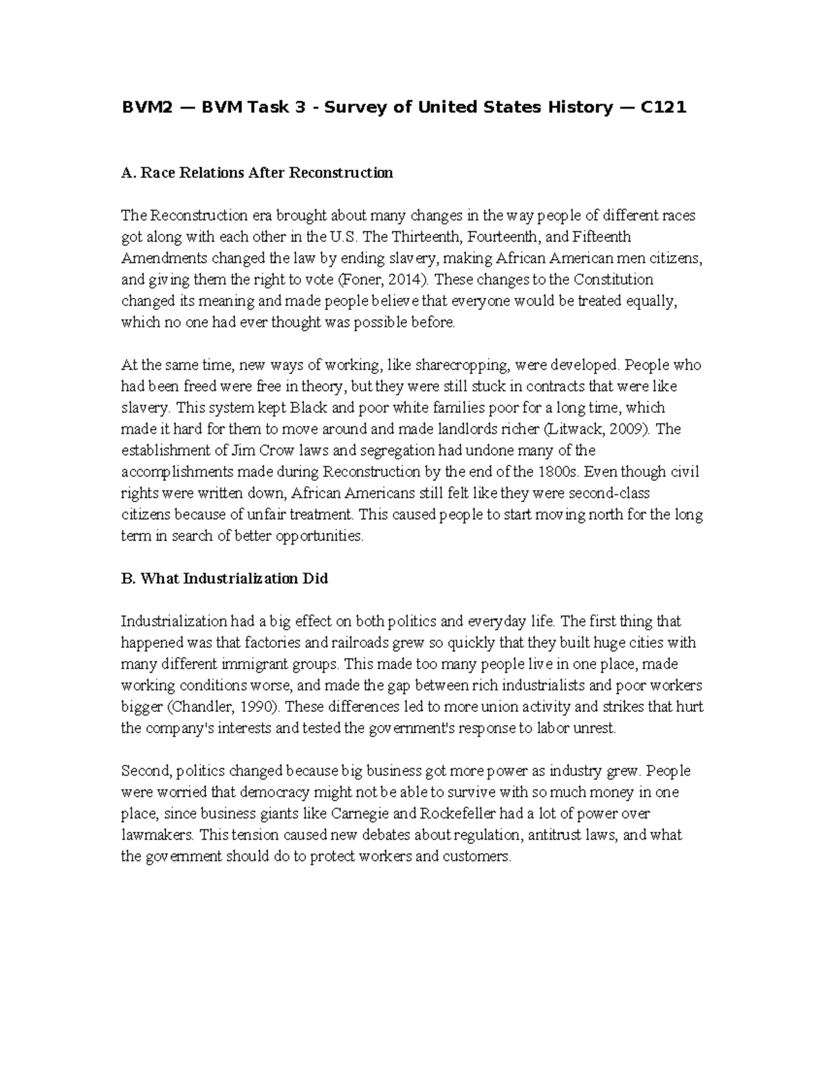 C121 - Task 3: Race Relations and American Imperialism Post ...