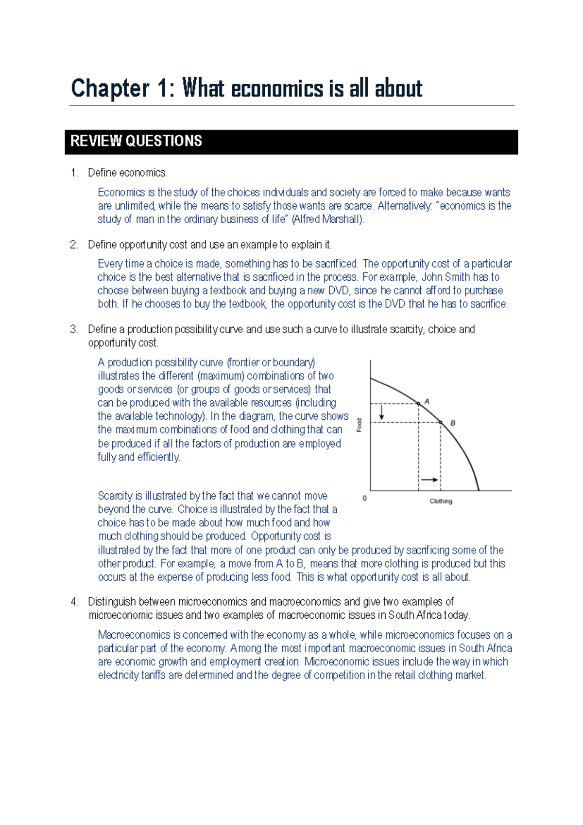Chapter 1: Introduction to Economics Concepts - Studocu