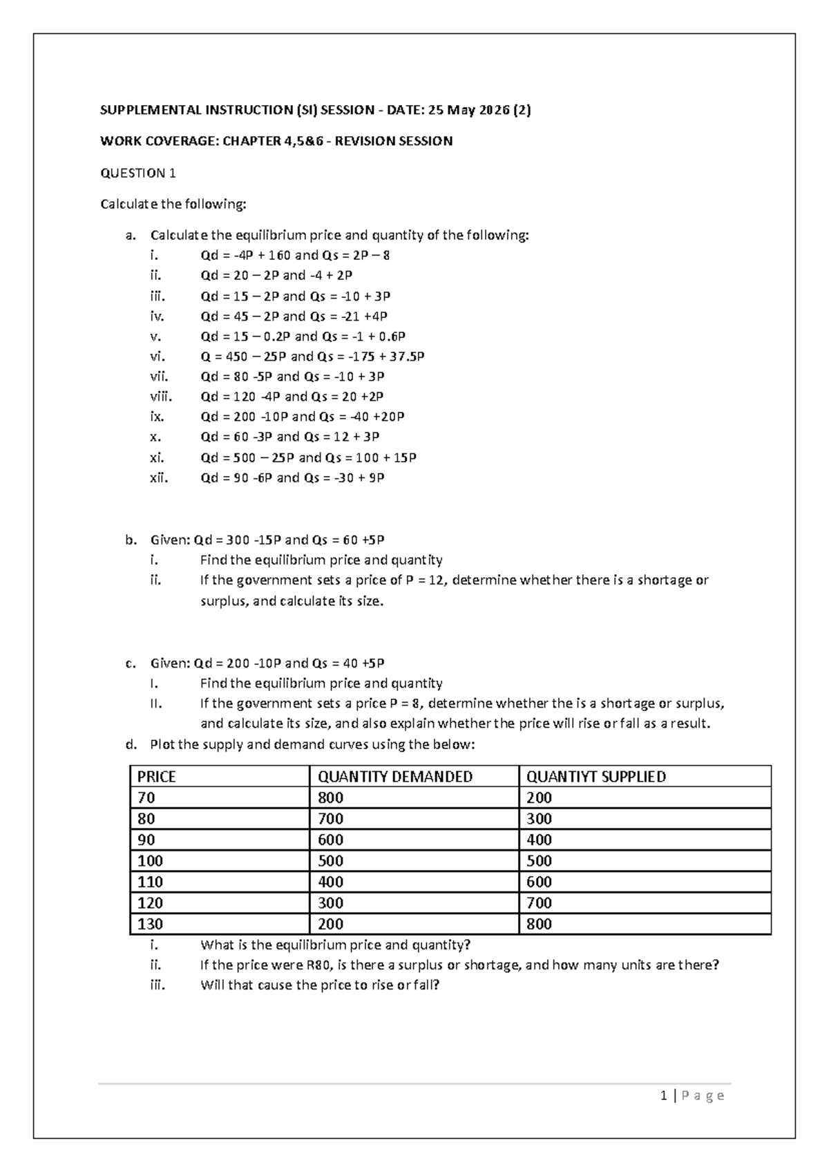 SI Session Revision - Chapters 4, 5 & 6 - Studocu