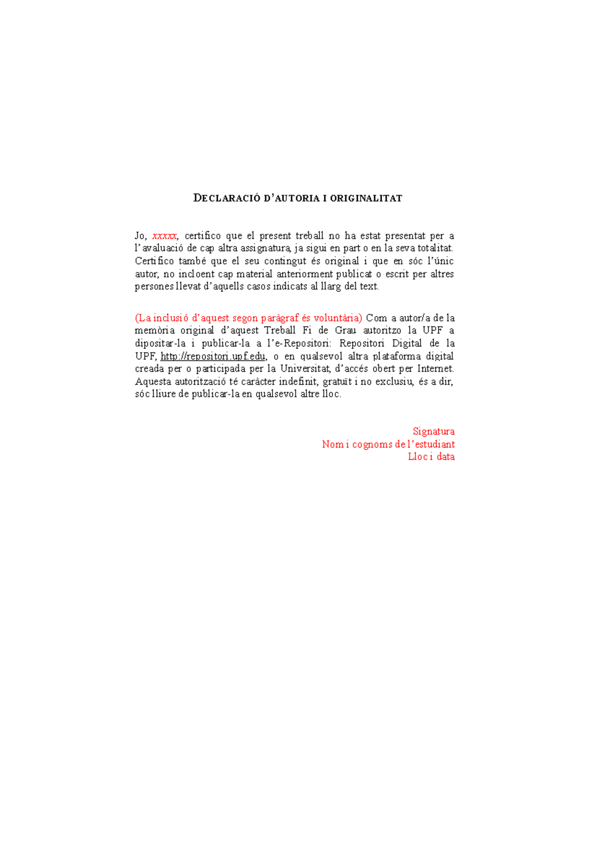 Declaracio Autoria TFG DRET - AULA Global - DECLARACIÓ D’AUTORIA I ...