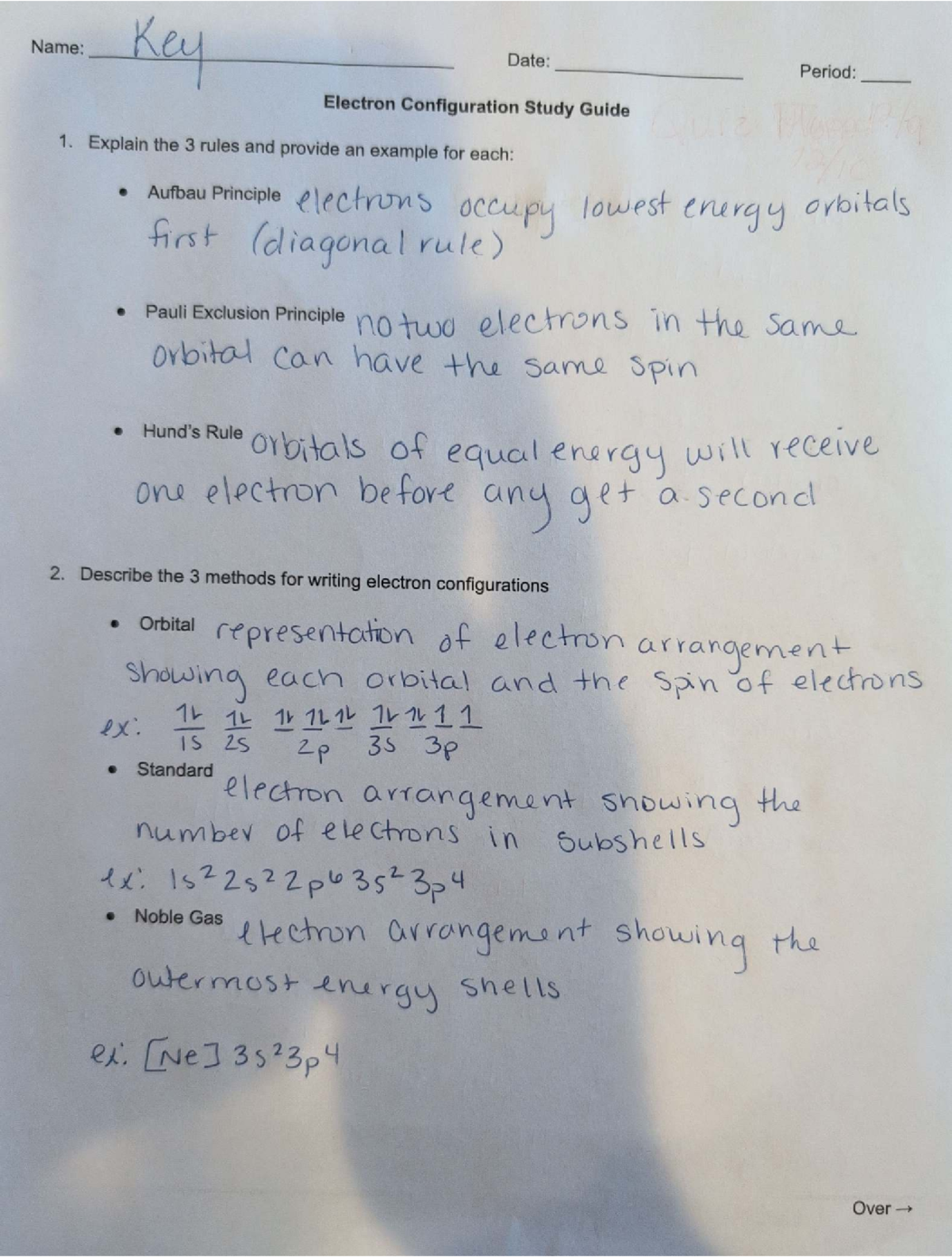 Electron Configuration Quiz Review Key: Study Guide for Exam - Studocu