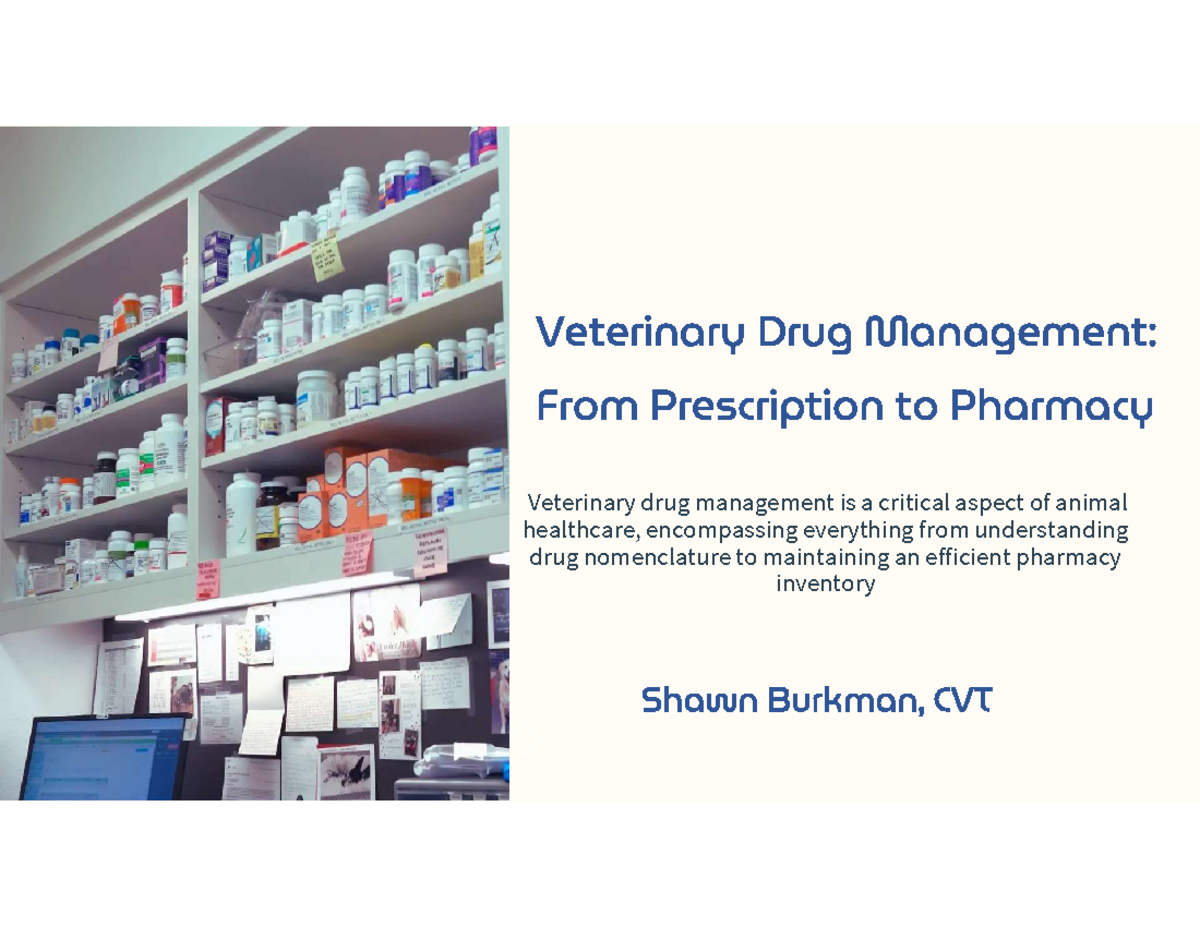 Veterinary Drug Management and Guidelines: Essential Practices for CVT ...