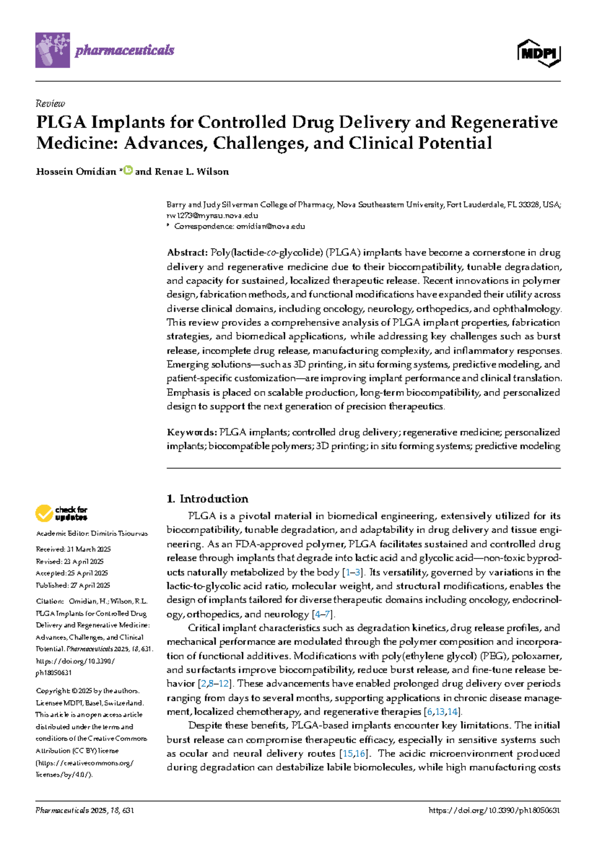 PLGA Implants for Controlled Drug Delivery: Advances & Challenges in ...