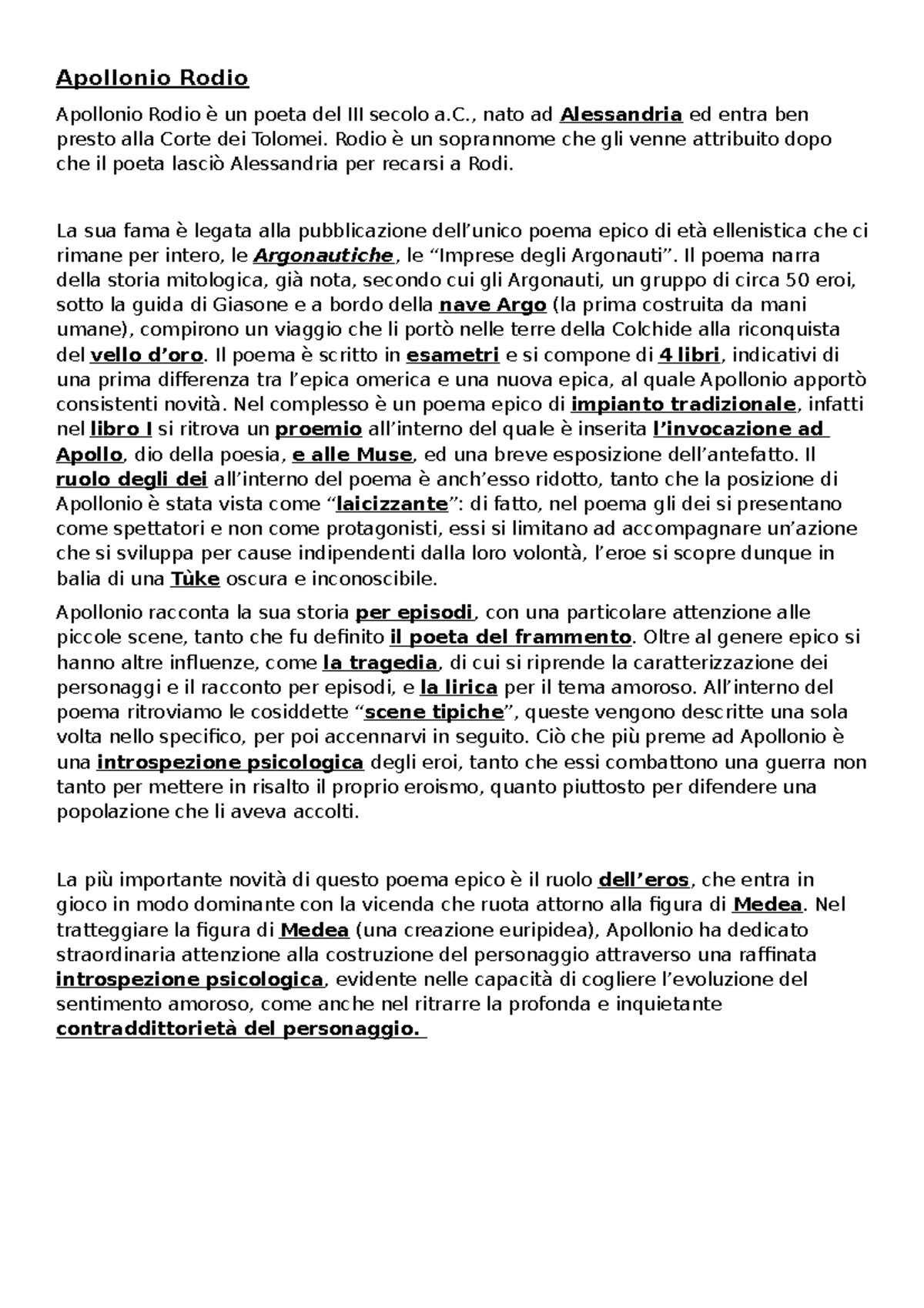 Apollonio Rodio - riassunti - Apollonio Rodio Apollonio Rodio è un ...