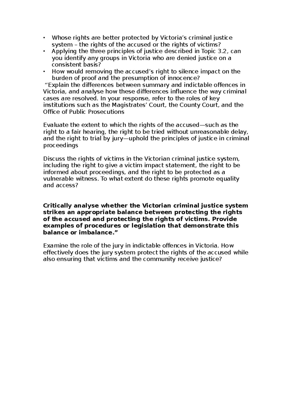 Criminal Justice System in Victoria: Rights of Accused vs. Victims ...