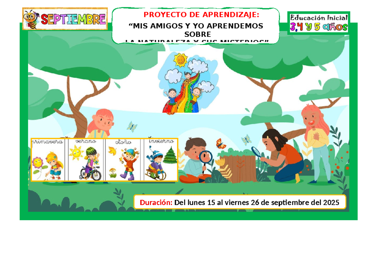 Proyecto de Aprendizaje: Mis Amigos y Yo Aprendemos sobre la Naturaleza ...