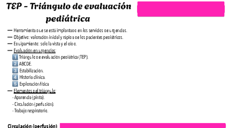 TEP - Triángulo de Evaluación Pediátrica en Urgencias - Studocu