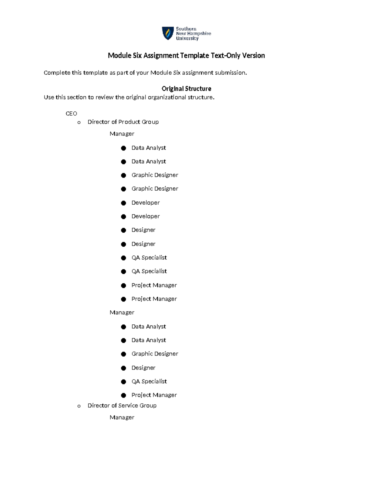 BUS 210 Module Six Org Structure Assignment Template - Studocu
