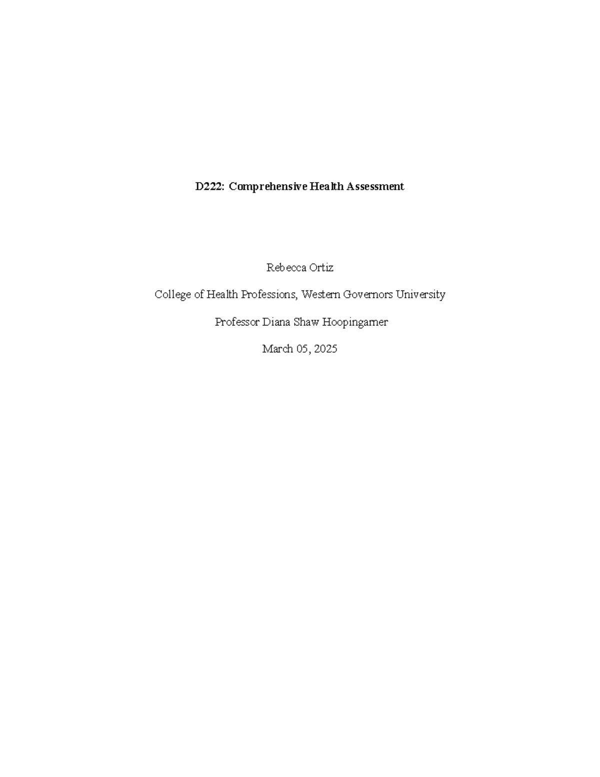 D222 Comprehensive Health Assessment: Health Promotion Strategies - Studocu