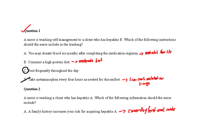 Practice Questions for Nursing - Hepatitis & UTI Care (NUR 101) - Studocu
