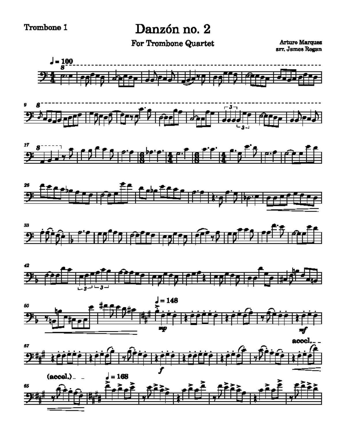 Dnzn1 - Transcription of Danzon no. 2 - Trombone 1 Danzón no. 2 For ...
