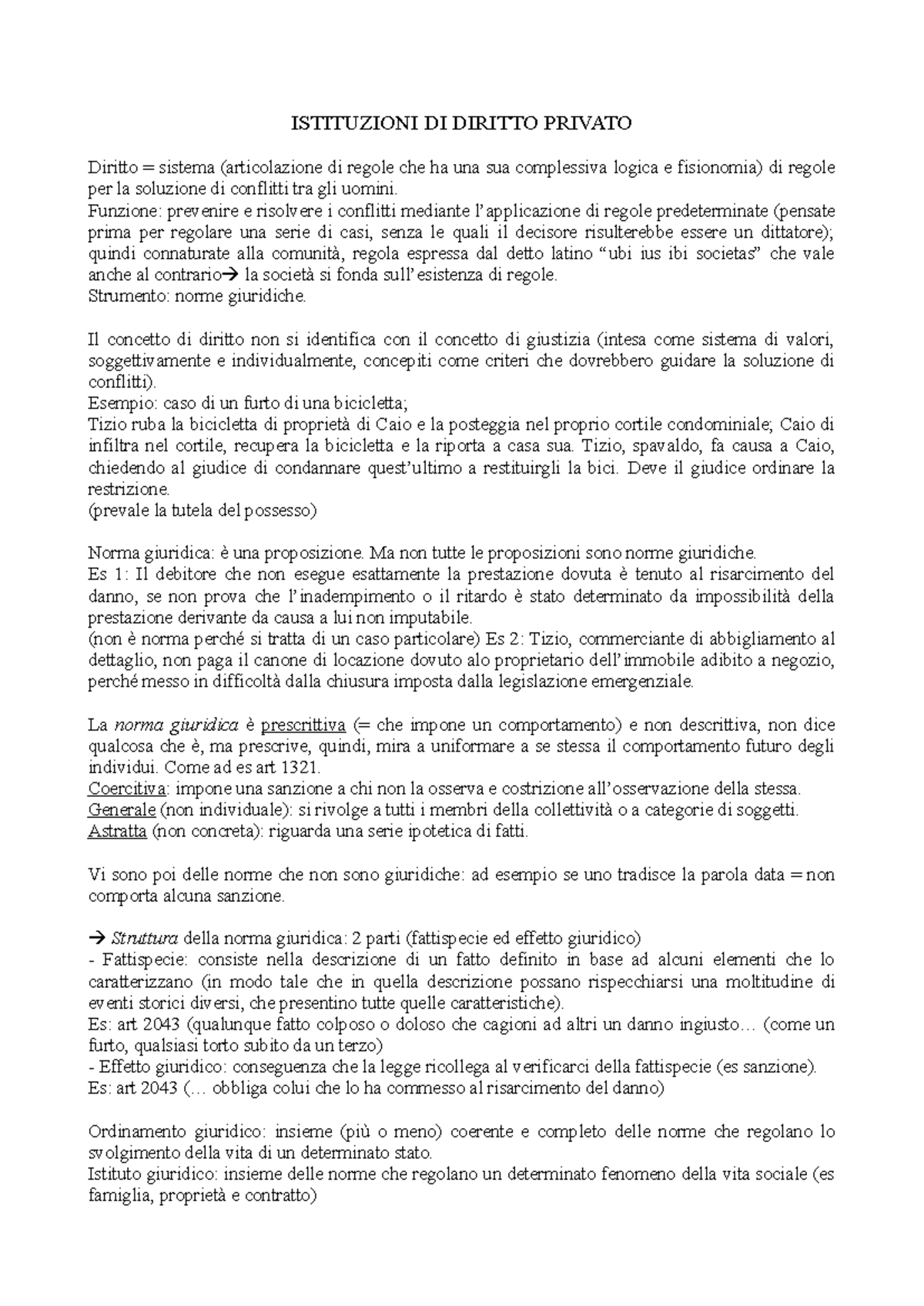 Istituzioni di Diritto Privato - Corso di Diritto Privato (Esame) - Studocu
