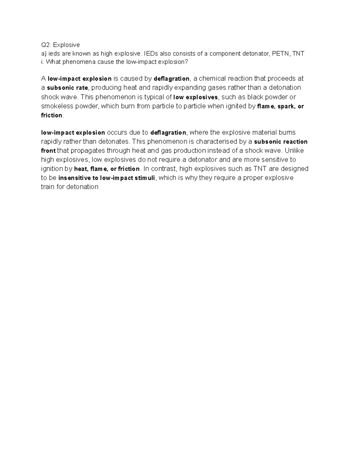 FRS581 Test 2 Revision: Explosives and Forensic Investigations - Studocu