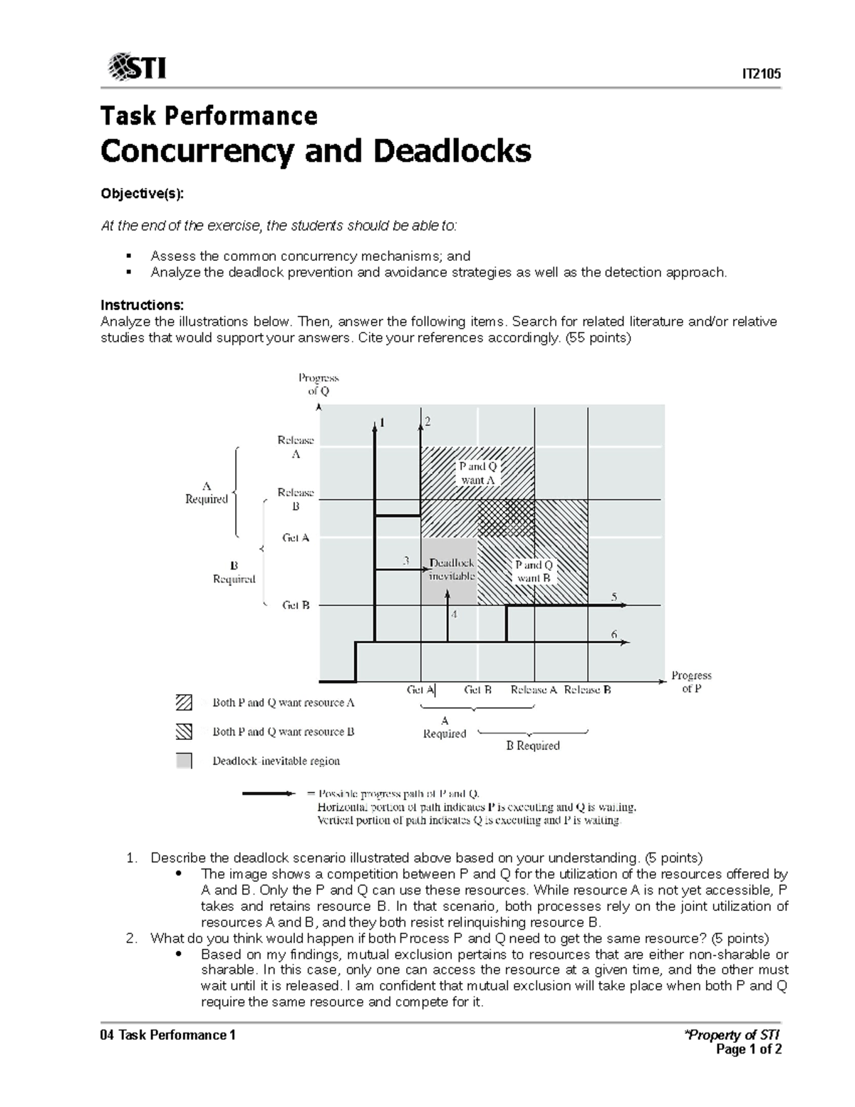IT 04 Concurrency and Deadlocks Task Performance Analysis - Studocu