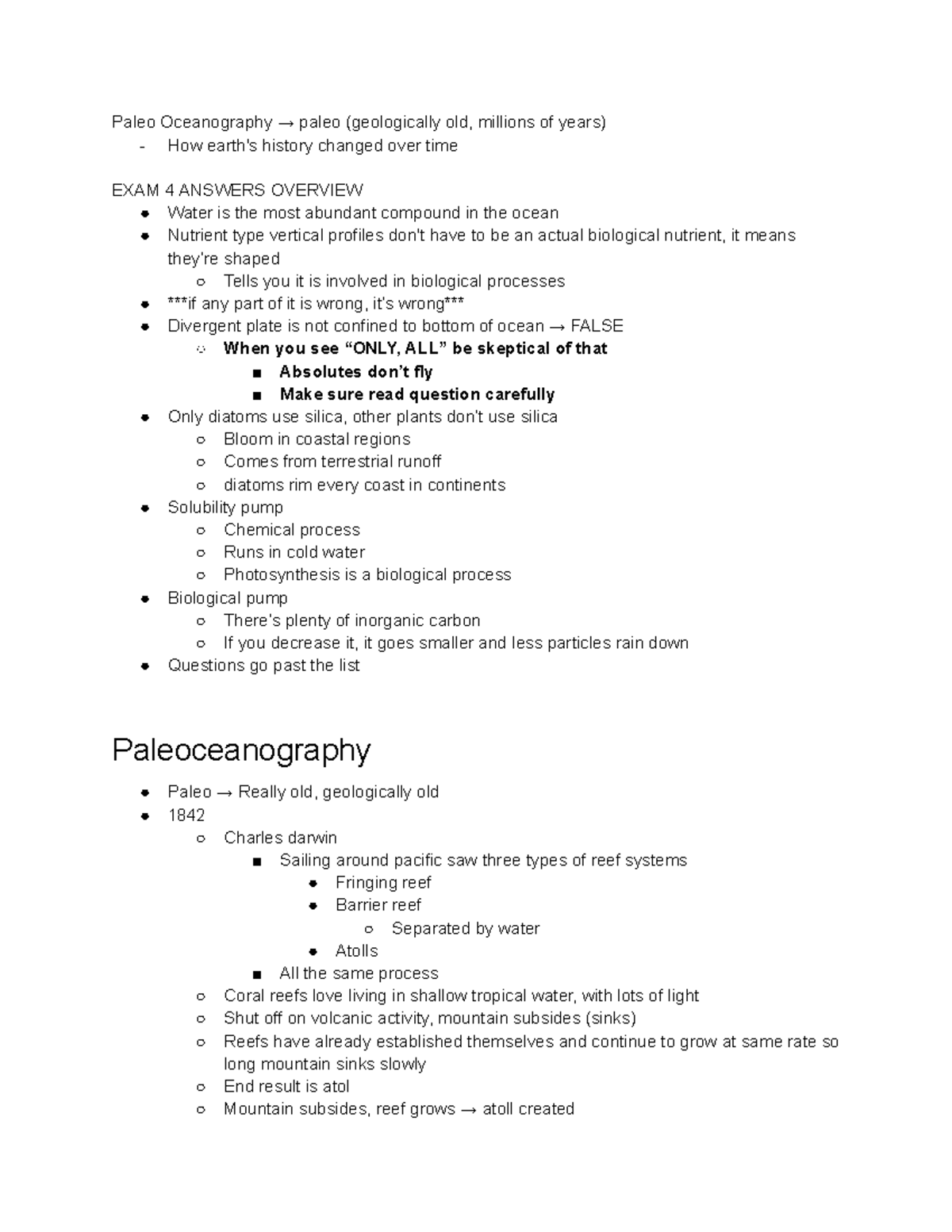 EXAM 5 NOTES - MARS 1010 - Paleoceanography and Climate Change Insights ...