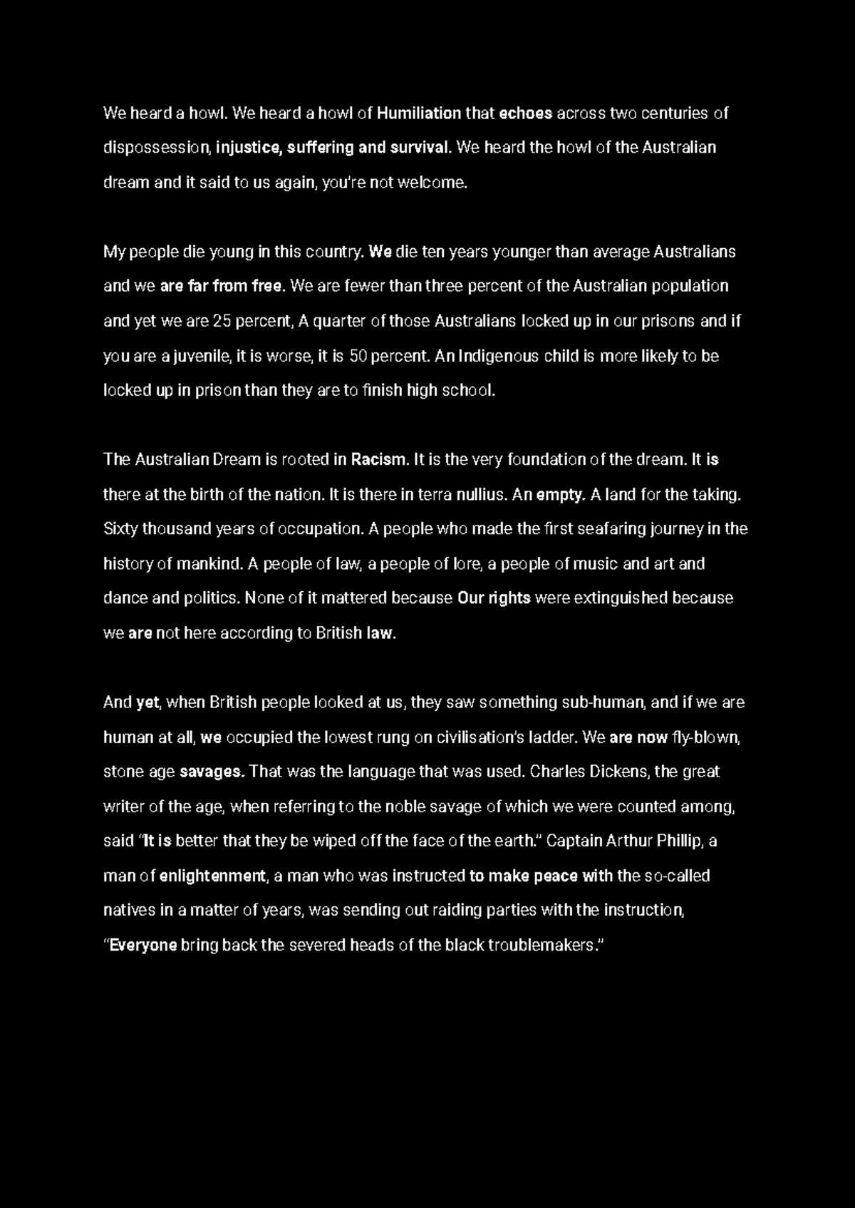 Speech for blackout poem english - We heard a howl. We heard a howl of ...
