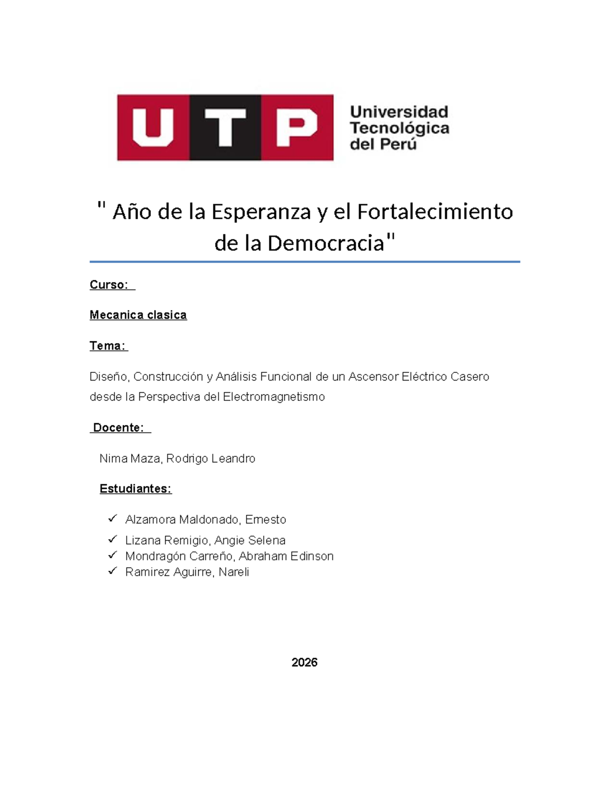 Diseño y Análisis de un Ascensor Eléctrico Casero en Electromagnetismo ...