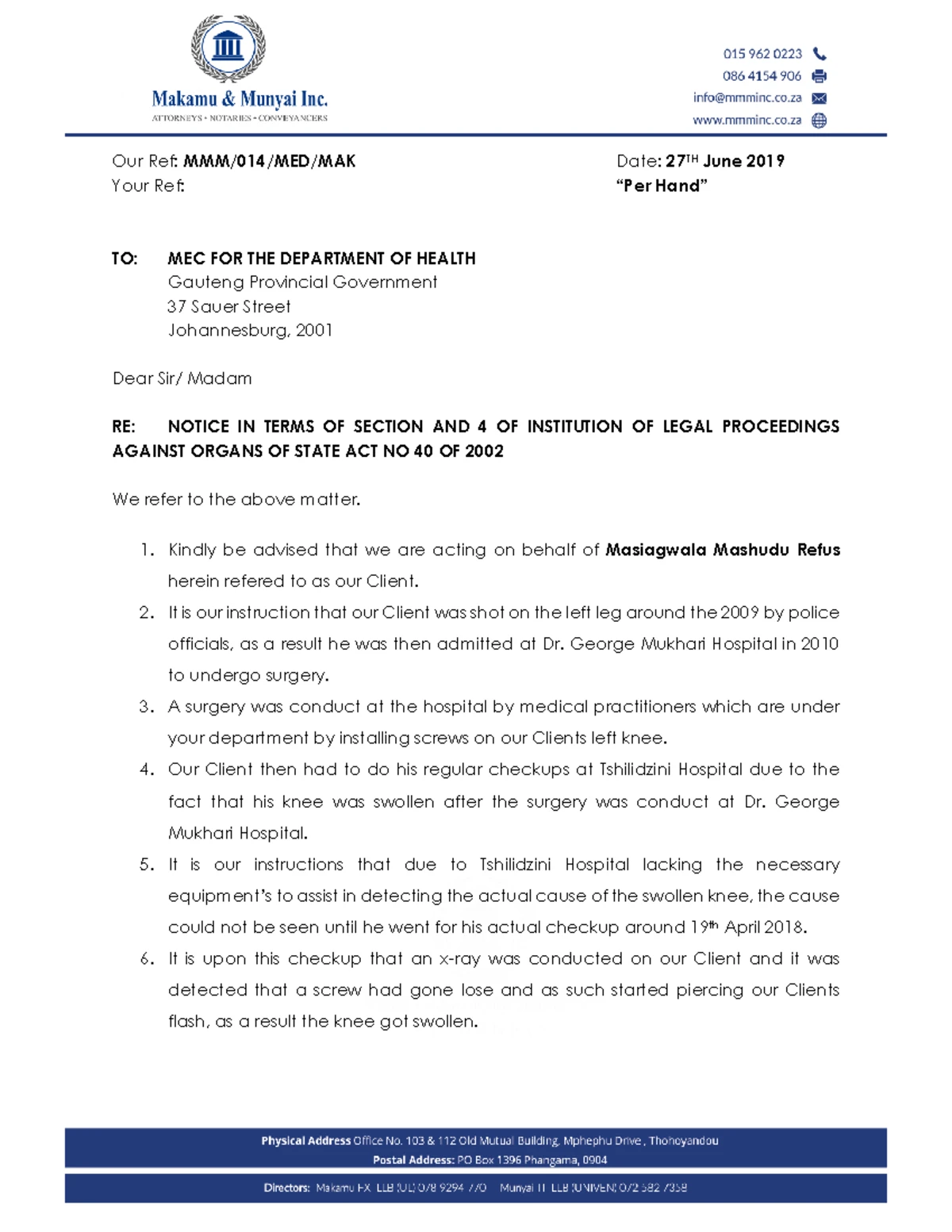 Rule 23 example - IN THE MAGISTRATE’S COURT FOR THE DISTRICT OF ...