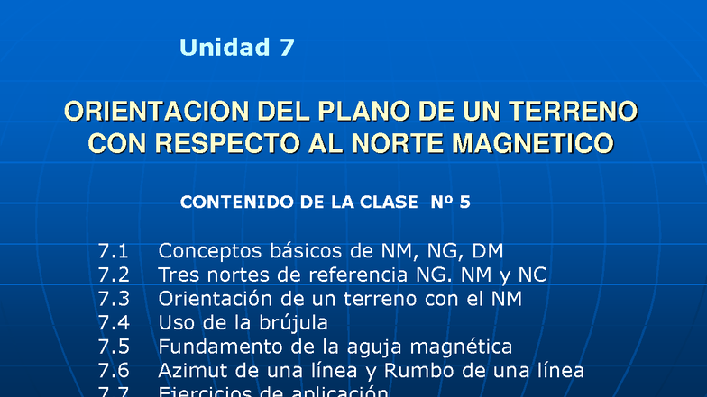 Clase 7: Orientación del Plano y Azimut con Norte Magnético - Studocu