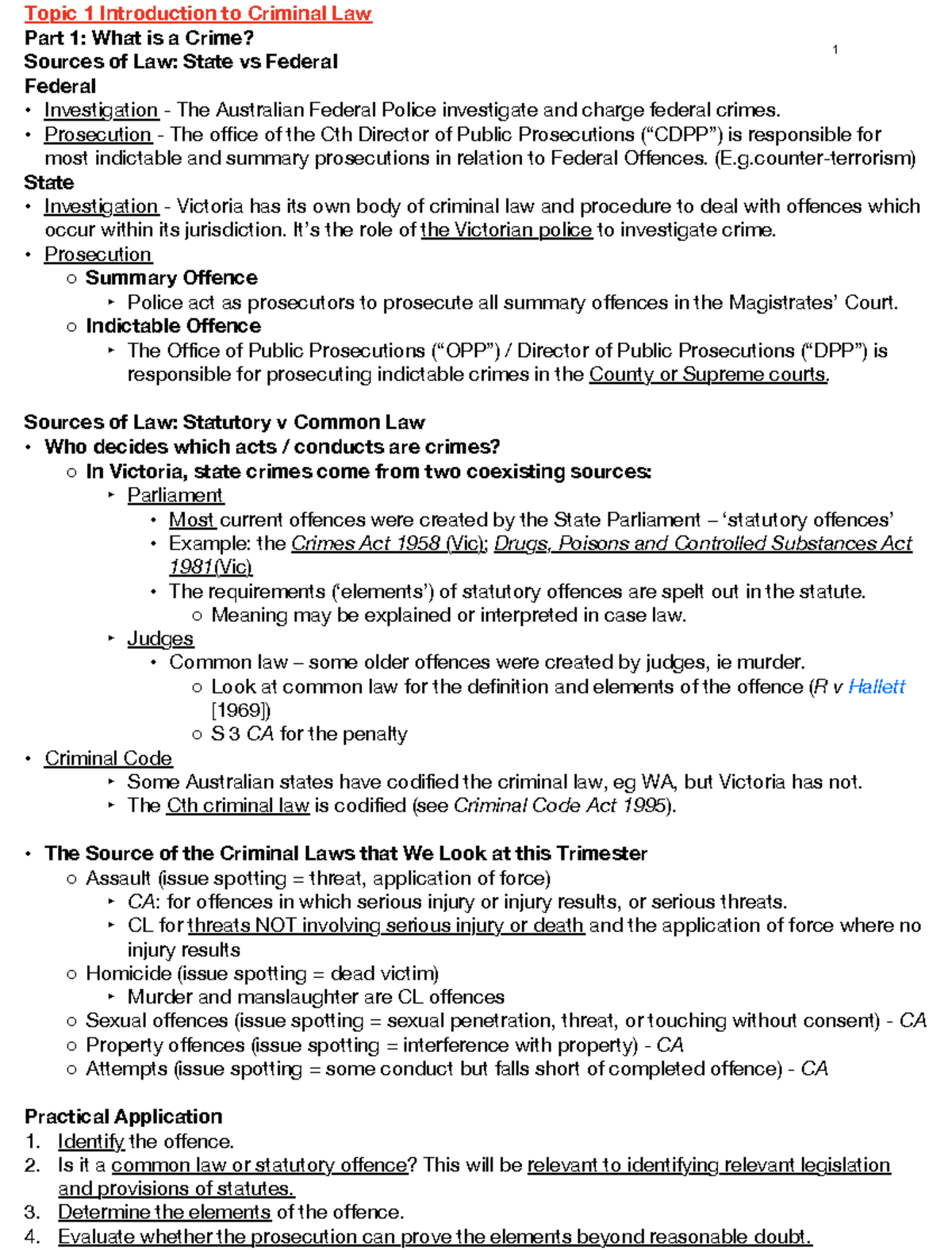 Law5001 - Introduction to Criminal Law: Key Concepts and Processes ...