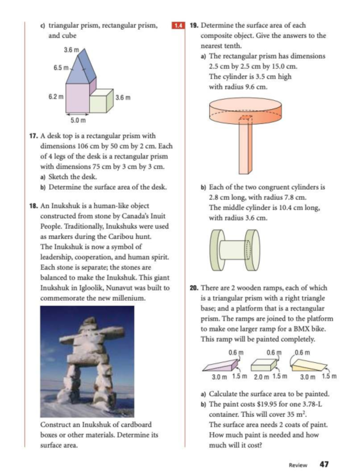 Surface Area Calculations for Prisms and Inukshuks (Math 1.4) - Studocu