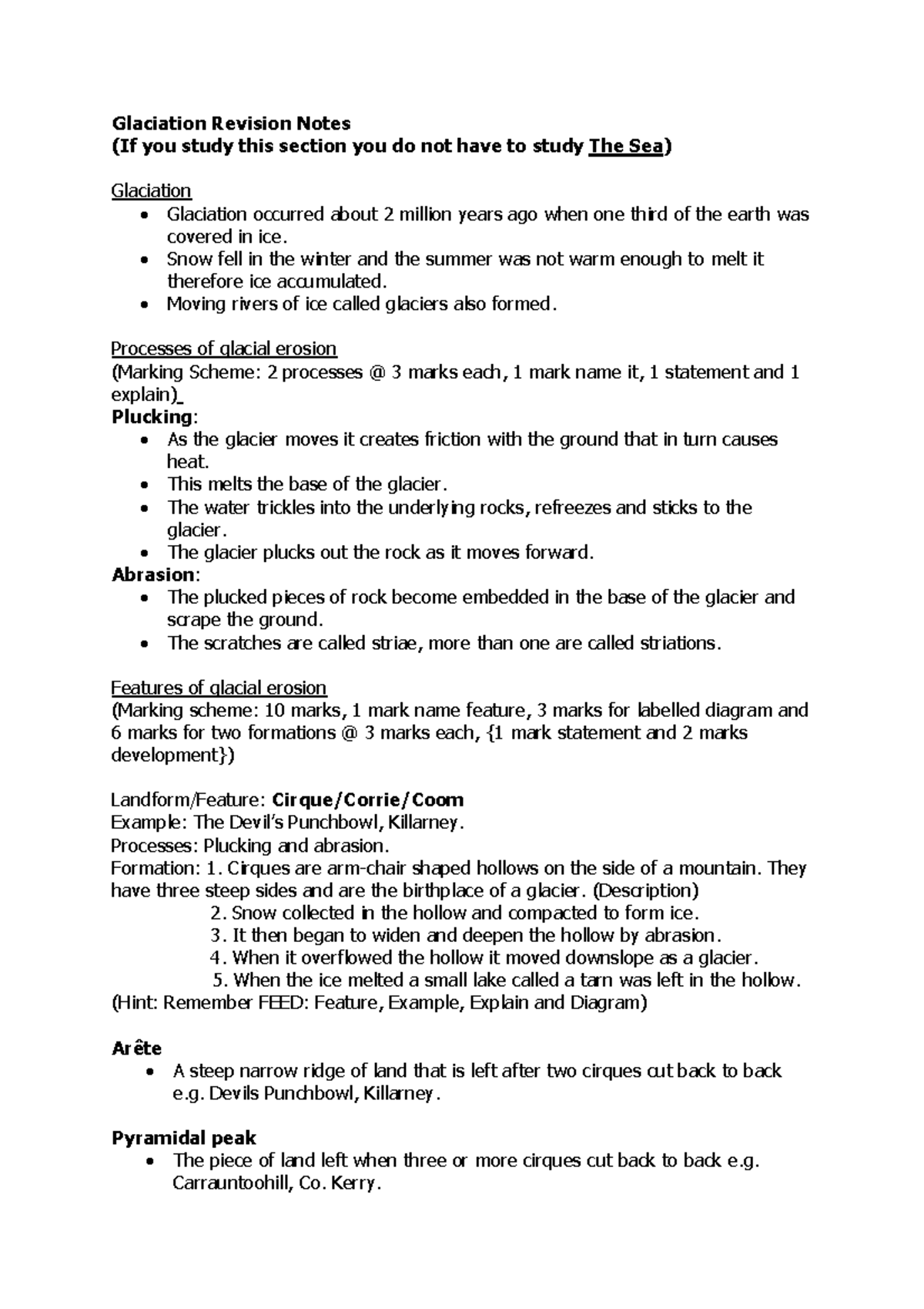 Glaciation Revision Notes: Processes, Features, and Formation (GEOL 101 ...