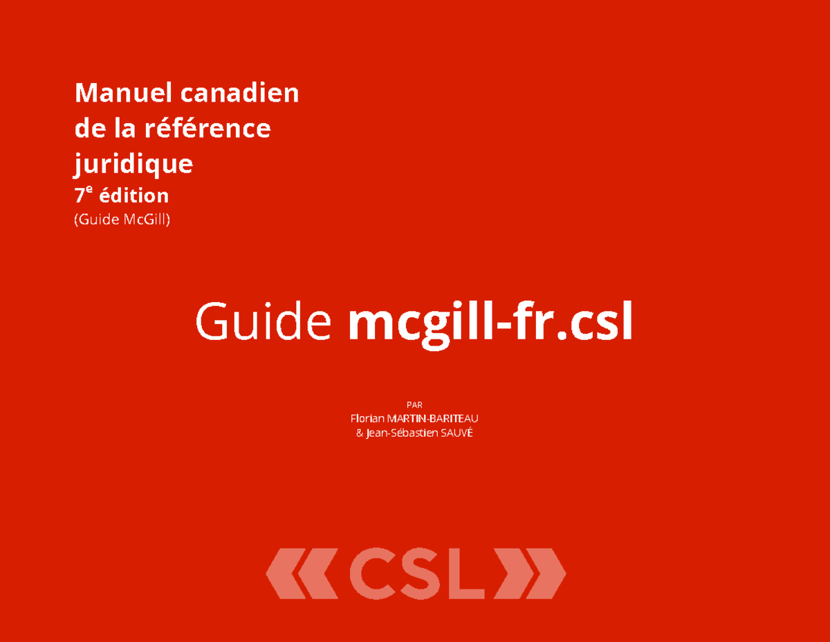 Guide mcgill - version française - Manuel canadien de la référence ...