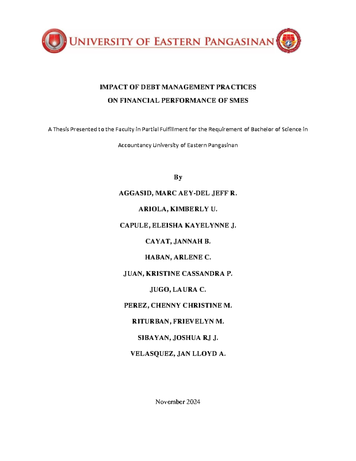 Impact of Debt Management on SME Financial Performance: A Study (BSA ...