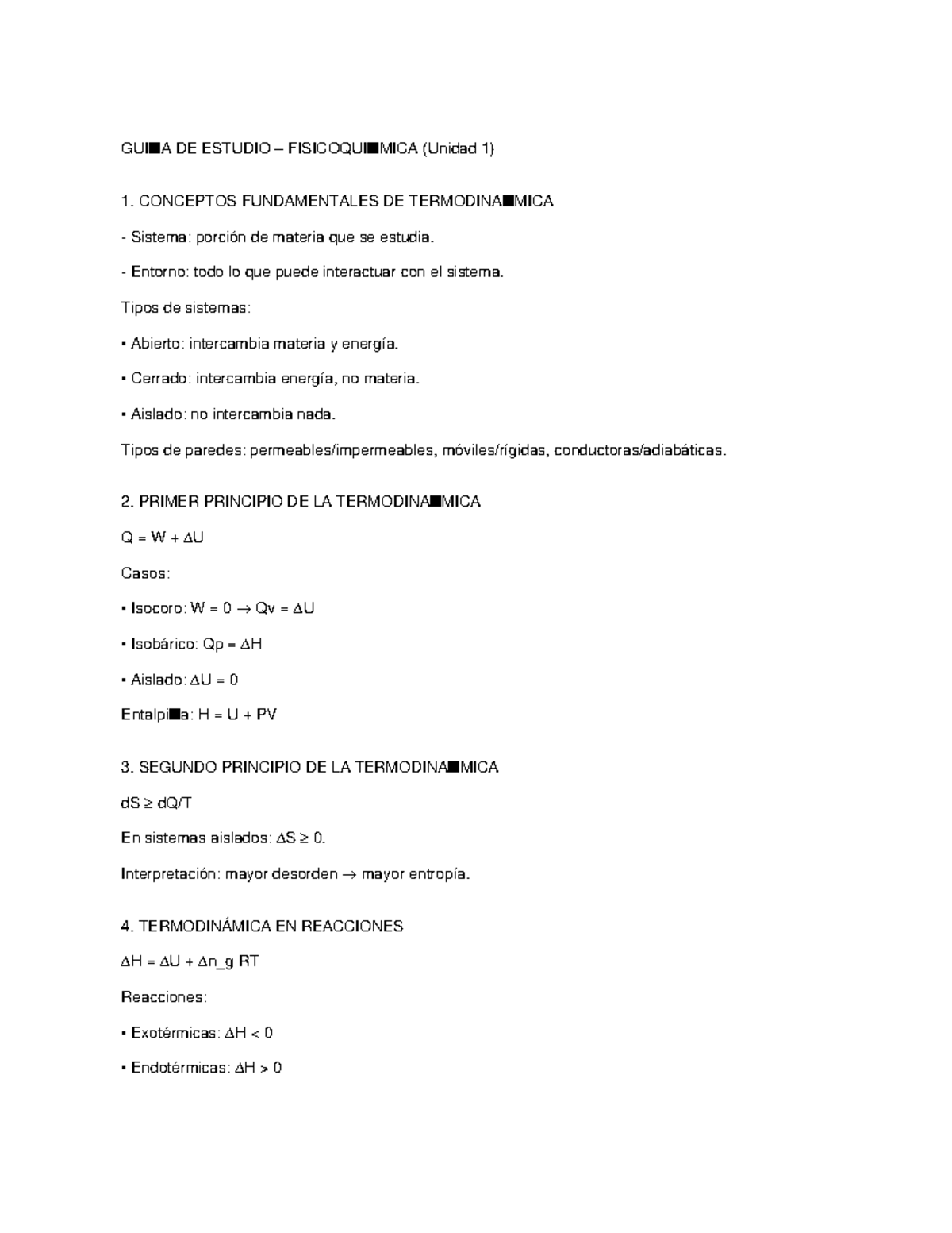 Guía de Estudio Fisicoquímica (Unidad 1): Conceptos Fundamentales - Studocu